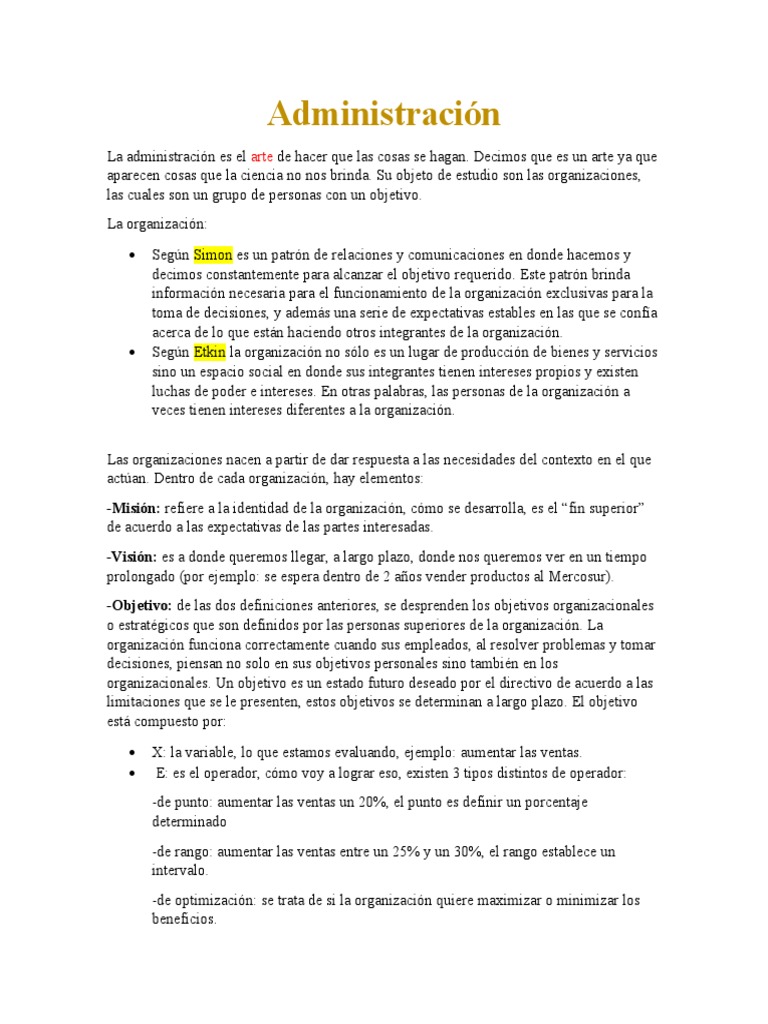 ADMINISTRACION - Resumen-Primer Parcial | PDF | Inteligencia | Complejidad