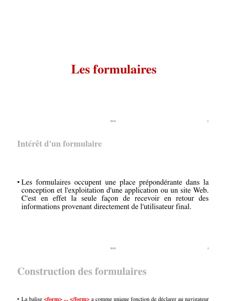 Cours 2 Formulaire | PDF | Langage de balisage | Html