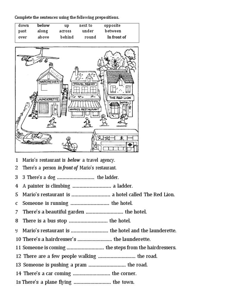 Prepositions Exercise for Sentence Completion | PDF