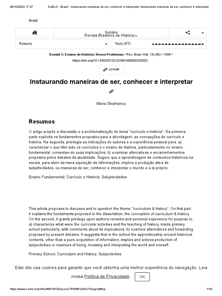 Instaurando Maneiras de Ser, Conhecer e Interpretar Instaurando ...