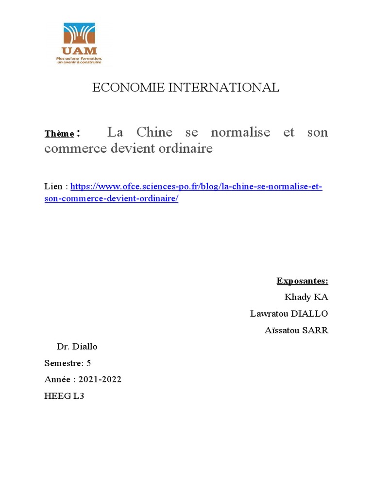 Normalisation du commerce chinois | PDF | Chine | Politique mondiale
