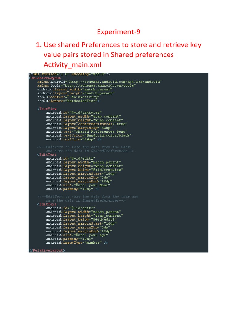 Shared Preferences and SQLite in Android | PDF | Android (Operating System) | Information Retrieval