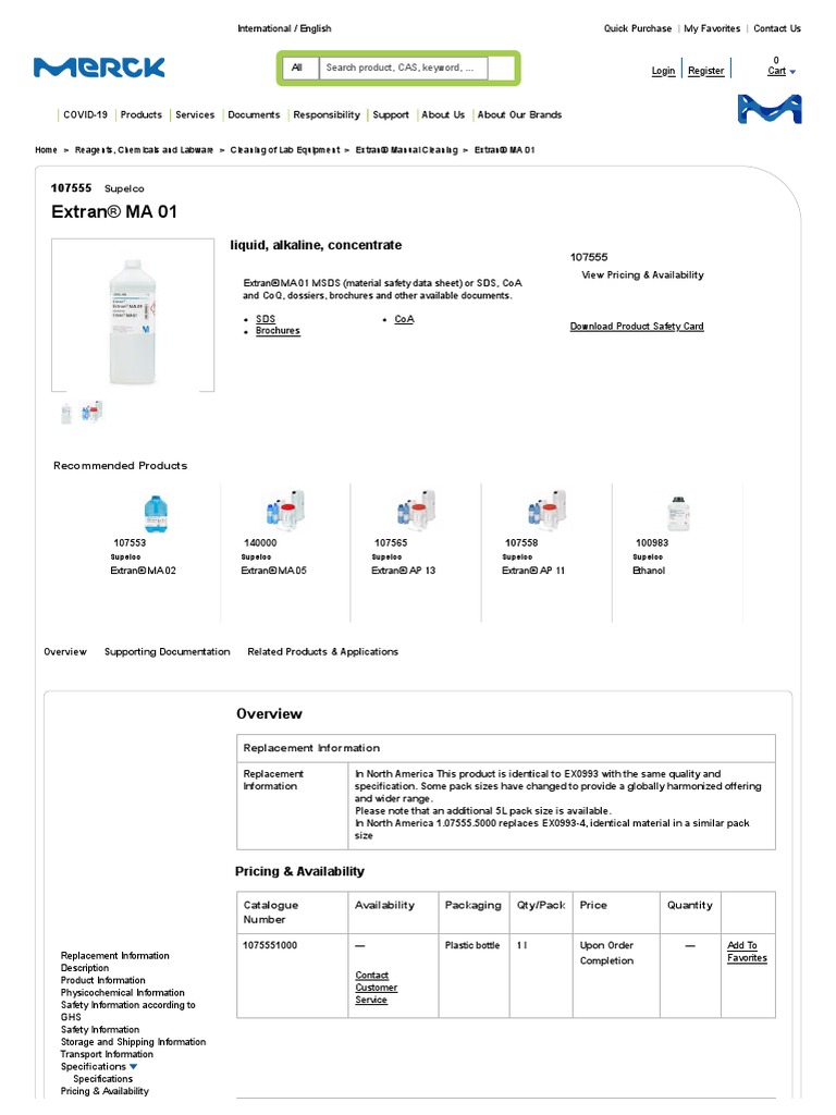 Extran® MA 01 - 107555 | PDF | Chemistry
