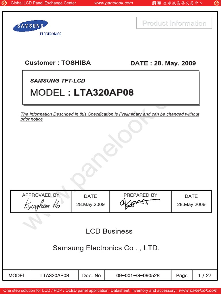 LTA320AP08 Samsung | PDF | Thin Film Transistor Liquid Crystal Display ...