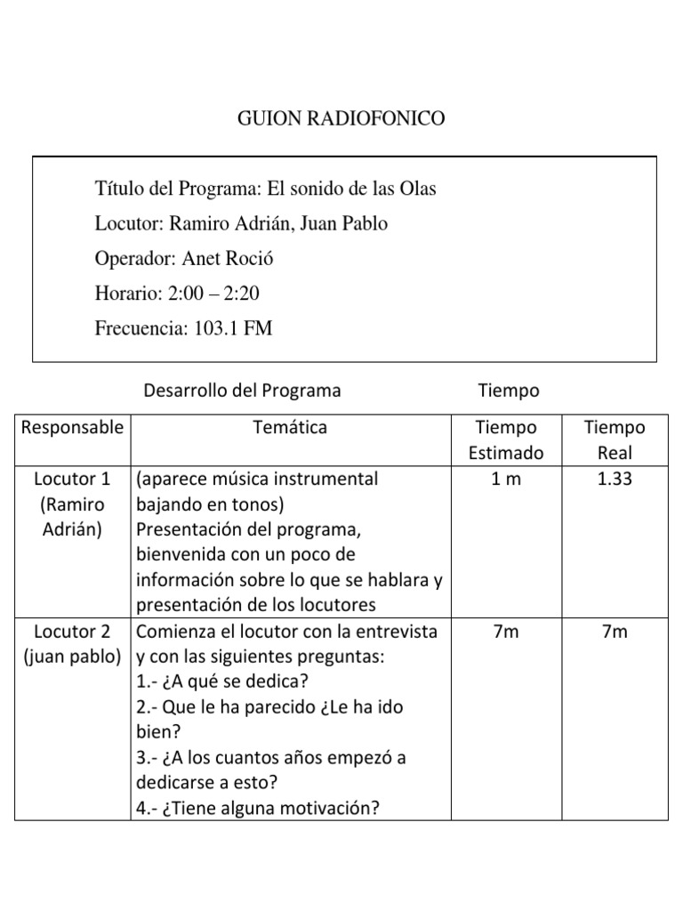 Guion Radiofonico | PDF