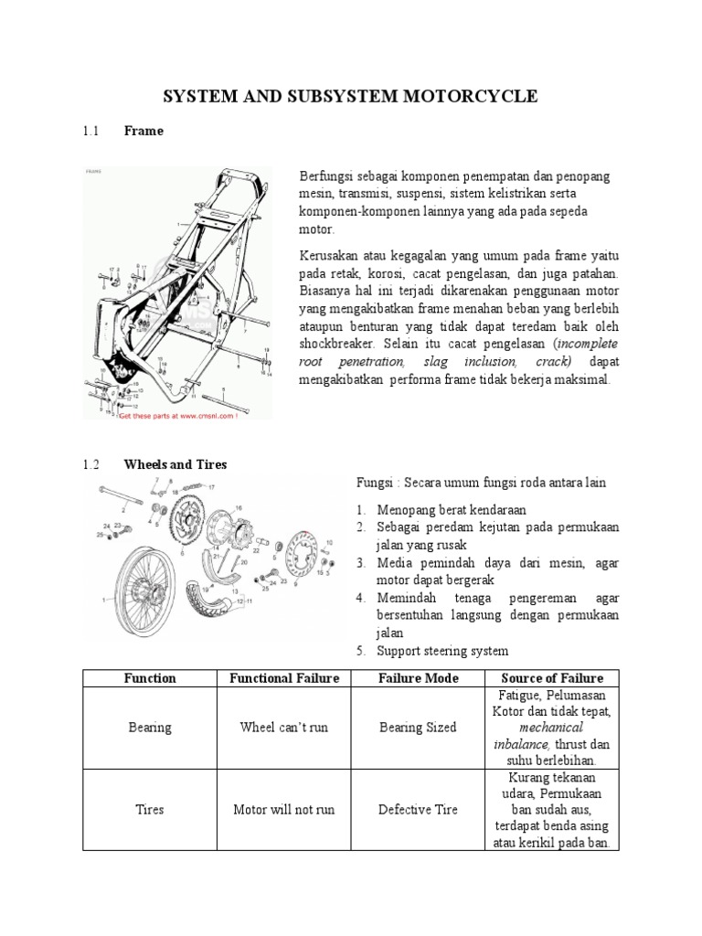 System and Subsystem Motorcycle | PDF