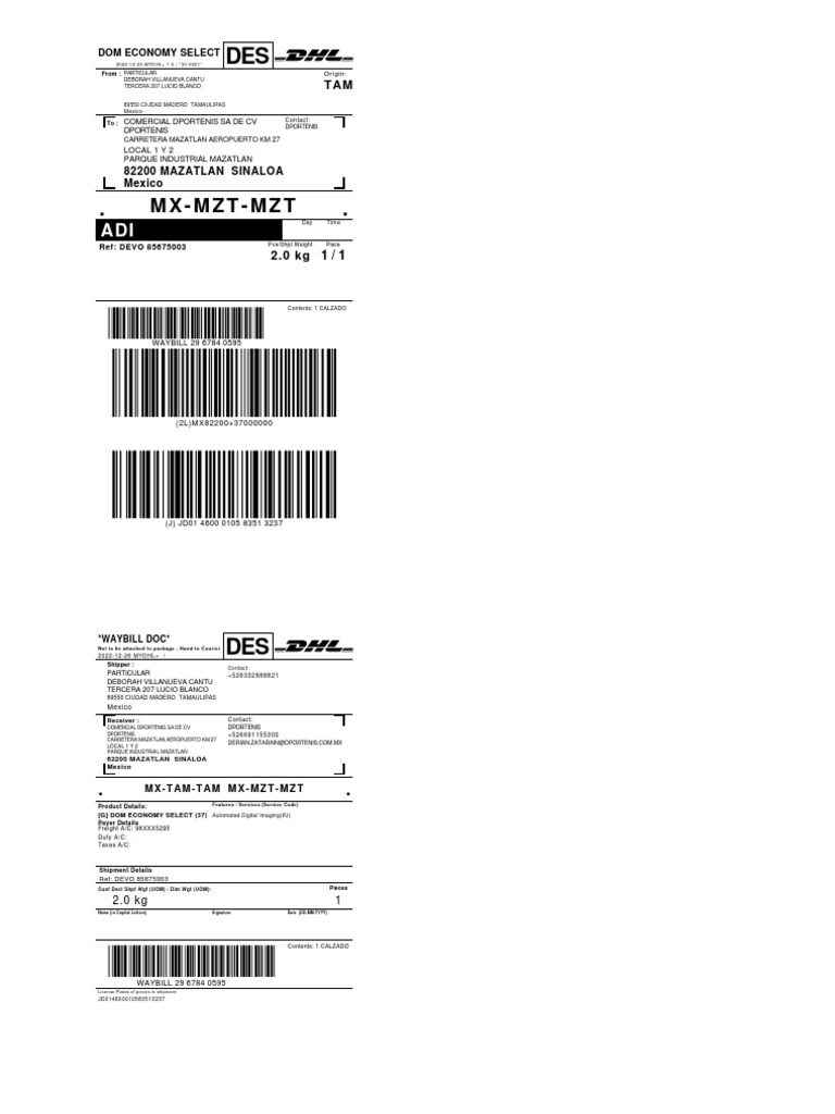 Shipment of Shoes from Deborah Villanueva Cantu in Ciudad Madero ...