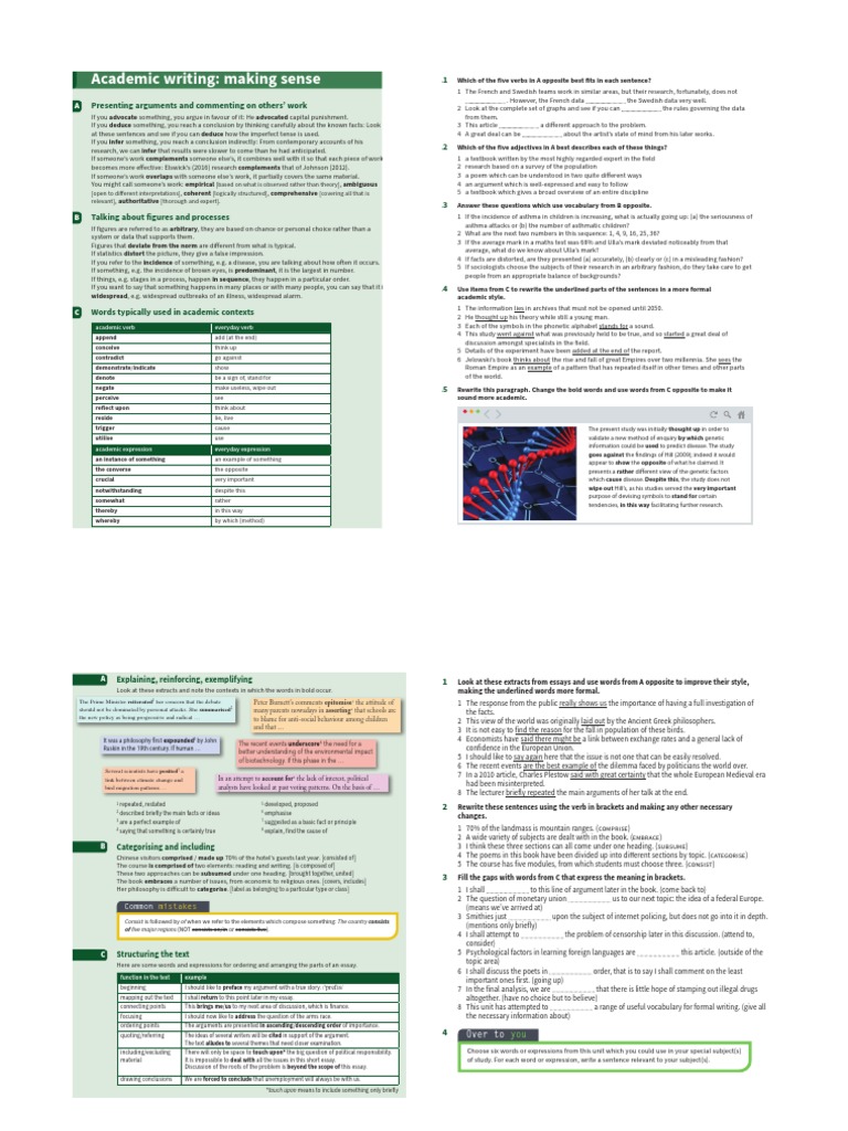 Academic Writing Exercises: Making Sense of Arguments and Commenting on ... Academic Writing Exercises: Making Sense of Arguments and Commenting on ...