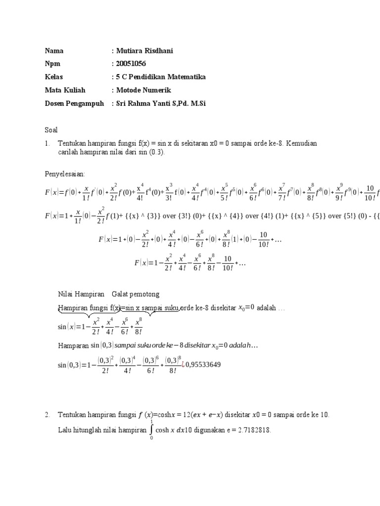 Mutiara Risdhani - UTS Metode Numerik | PDF