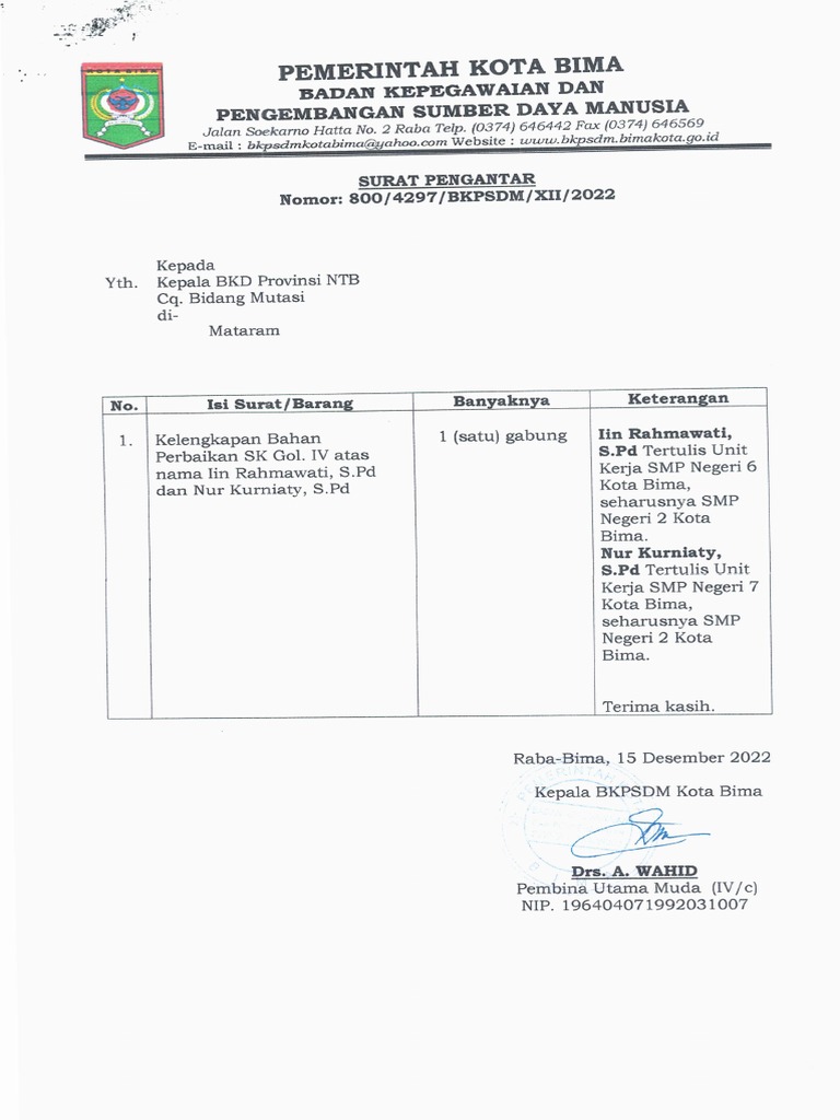 Pengantar Perbaikan SK KP | PDF