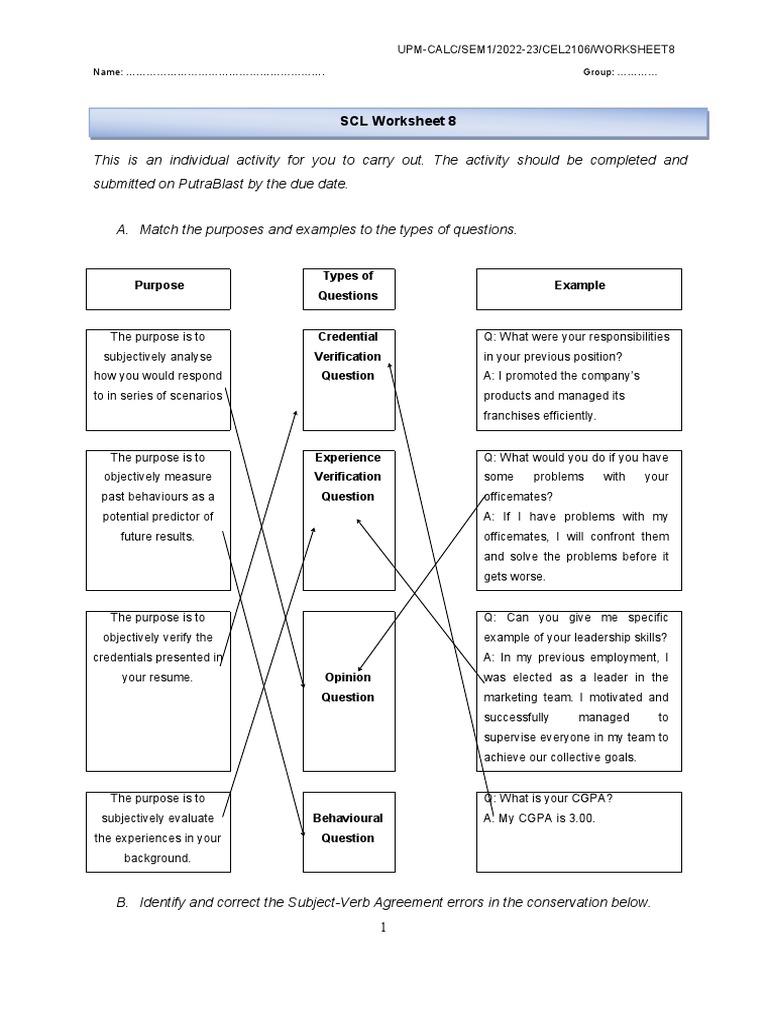 Cel2106 SCL Worksheet 8 | PDF | Behavioural Sciences | Psychological Concepts