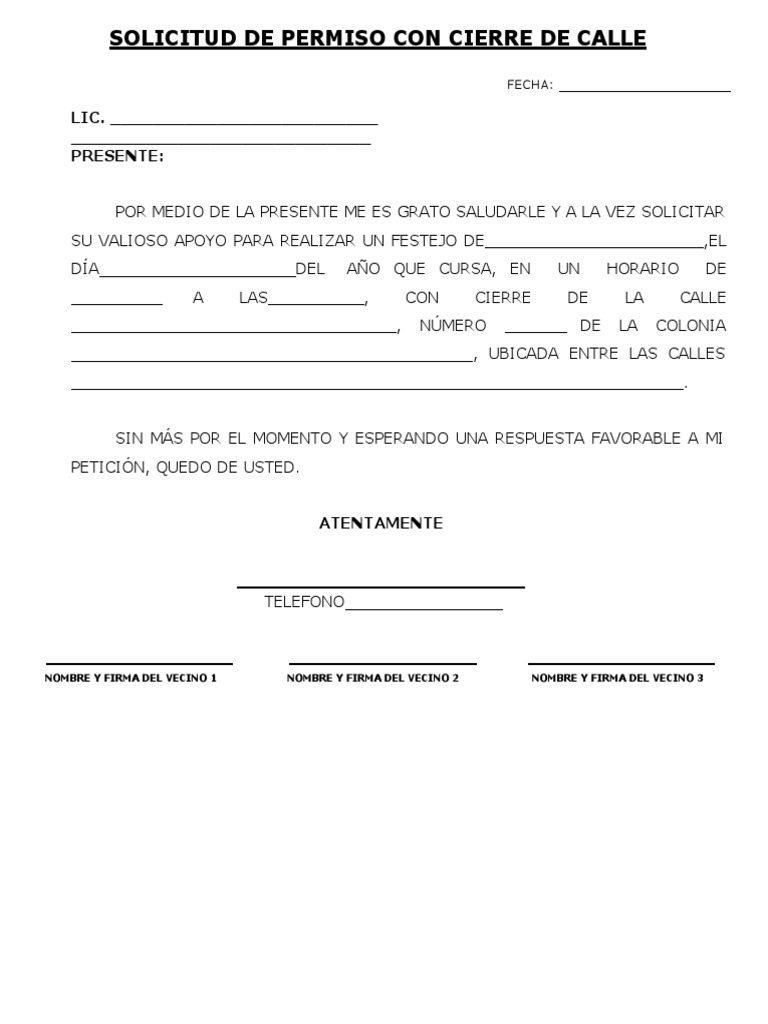 Formato Cierre de Calle | PDF