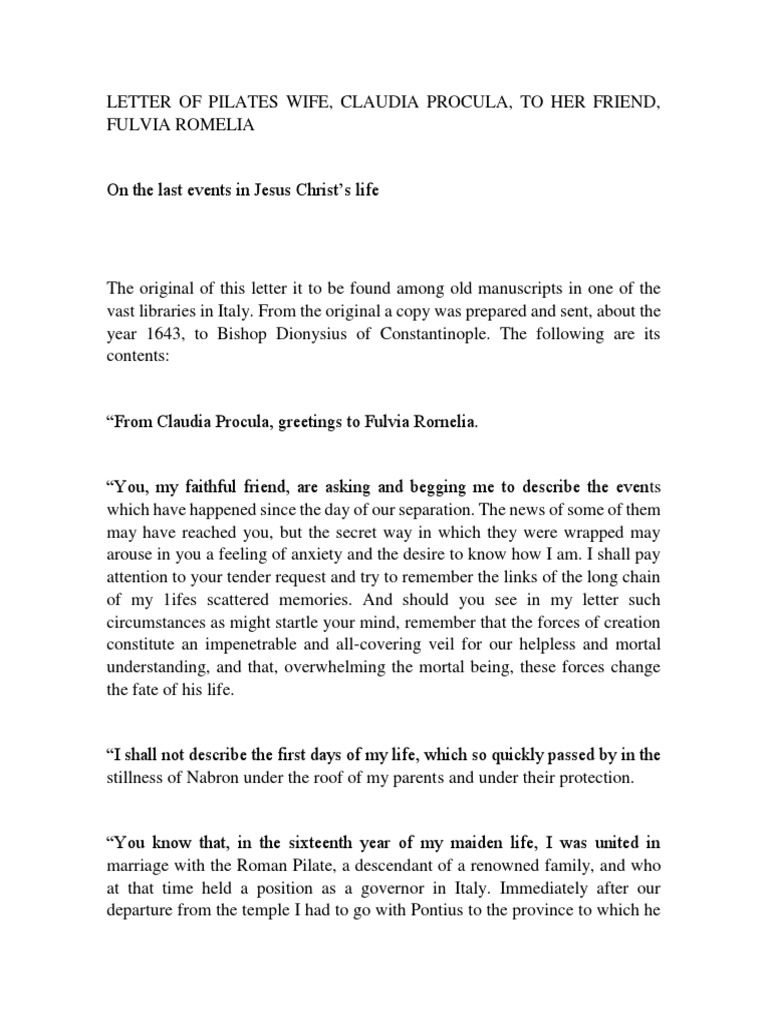 Letter of Pilates Wife | PDF | Jesus | Barabbas