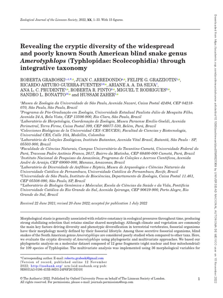 Graboski Et Al 2022 - Filogenia en Amerotyphlops | PDF | Ciências e ...