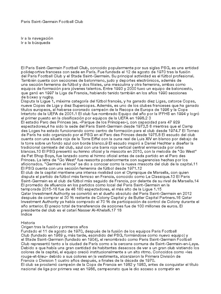 PSG | PDF | Deportes atléticos | Clubes deportivos PSG | PDF | Deportes atléticos | Clubes deportivos