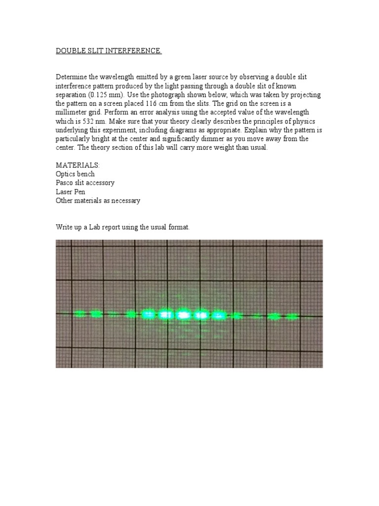 Double Slit Interference Lab | PDF