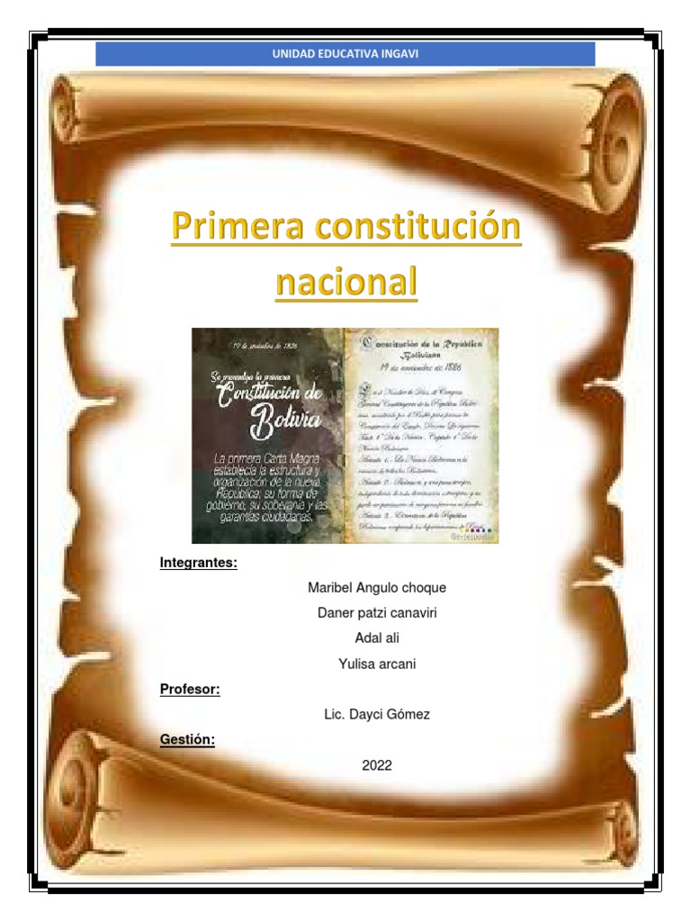 La primera constitución de Bolivia y su estructura | PDF | Bolivia ...
