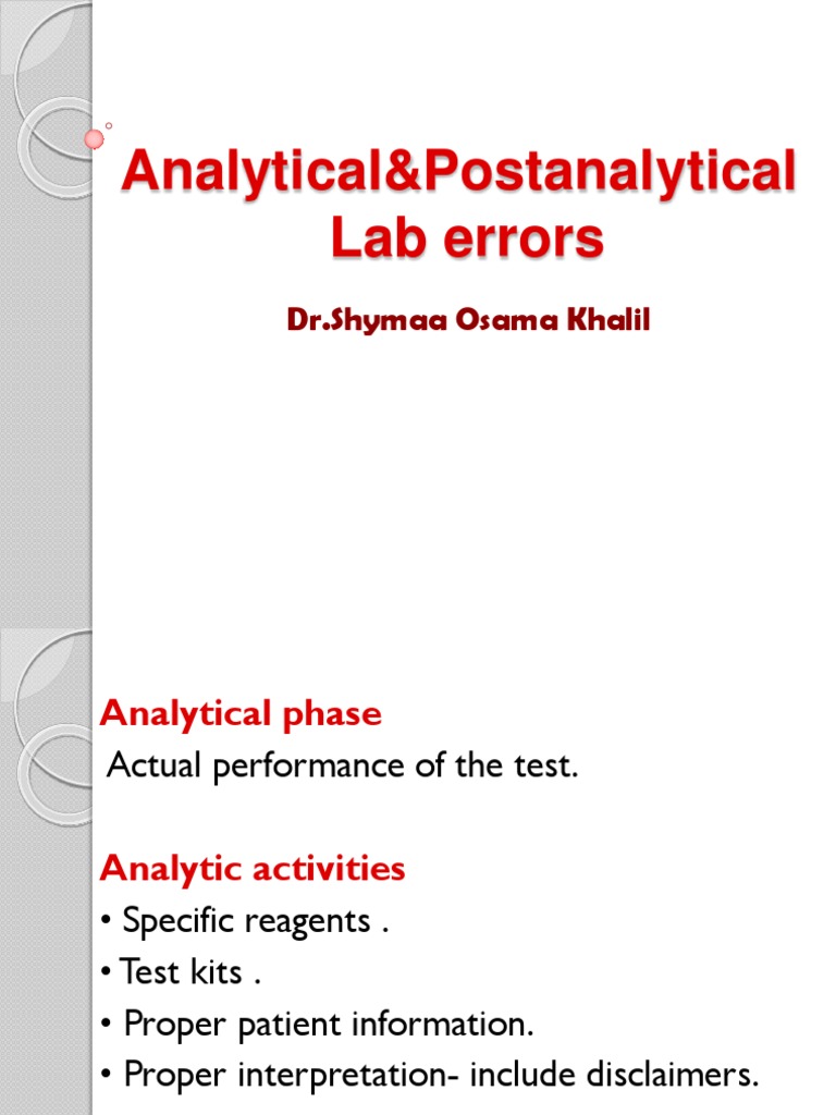 Analytical & Postanalytical Lab Errors | PDF | Calibration | Accuracy ...