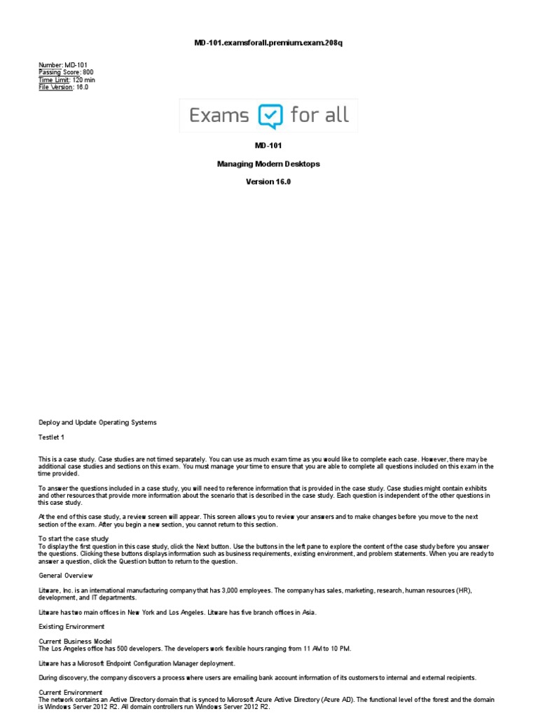 MD 101 | PDF | Windows 10 | Active Directory