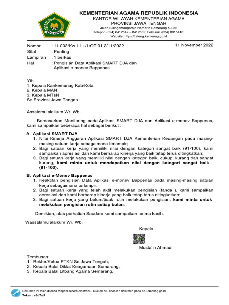 Smart Dja Dan Monev Bappenas (Per 10-11-2022) | PDF
