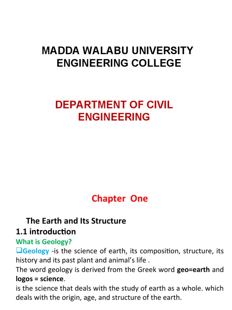Madda Walabu University Engineering College: Department of Civil ...