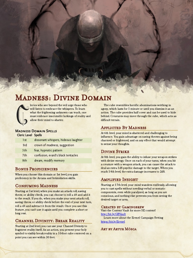 Madness Domain for Clerics in 5E | PDF