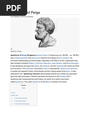 Apollonius Of Perga Mathematics Apollonius, Geometry, Conics