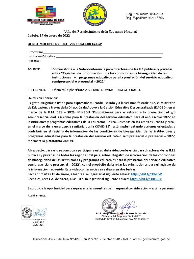 Oficio Mult. 003 - 2022 Dugel08c | PDF