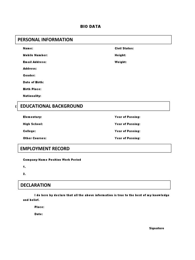 Bio Data | PDF