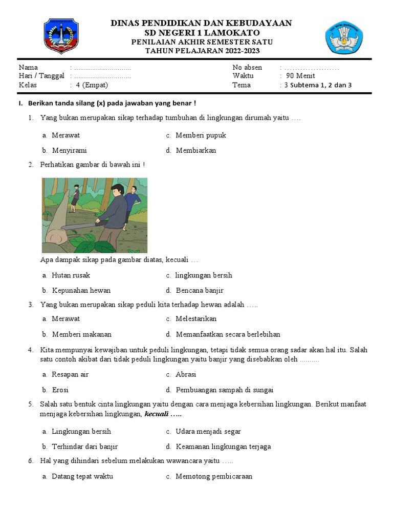 SOAL & Jawaban PAS KLS 4 TEMA 3 Ver. 1 - WEBSITE WWW - Kherysuryawan.id | PDF