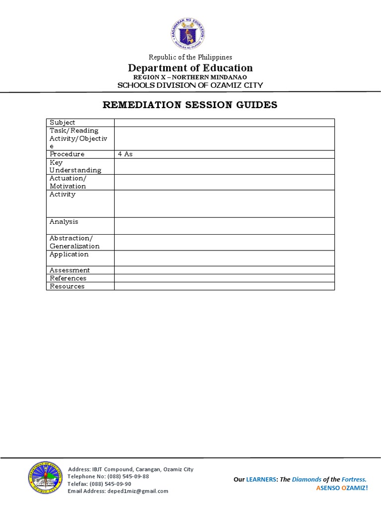 Remediation Session Guide 4as | PDF | Learning | Cognitive Science