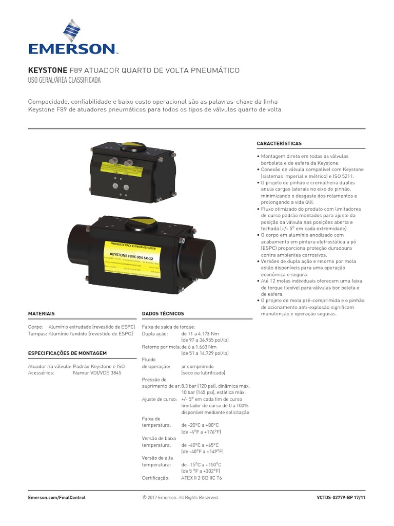 Data Sheets f89 Atuador Quarto de Volta Pneumático Keystone BP PT BR ...