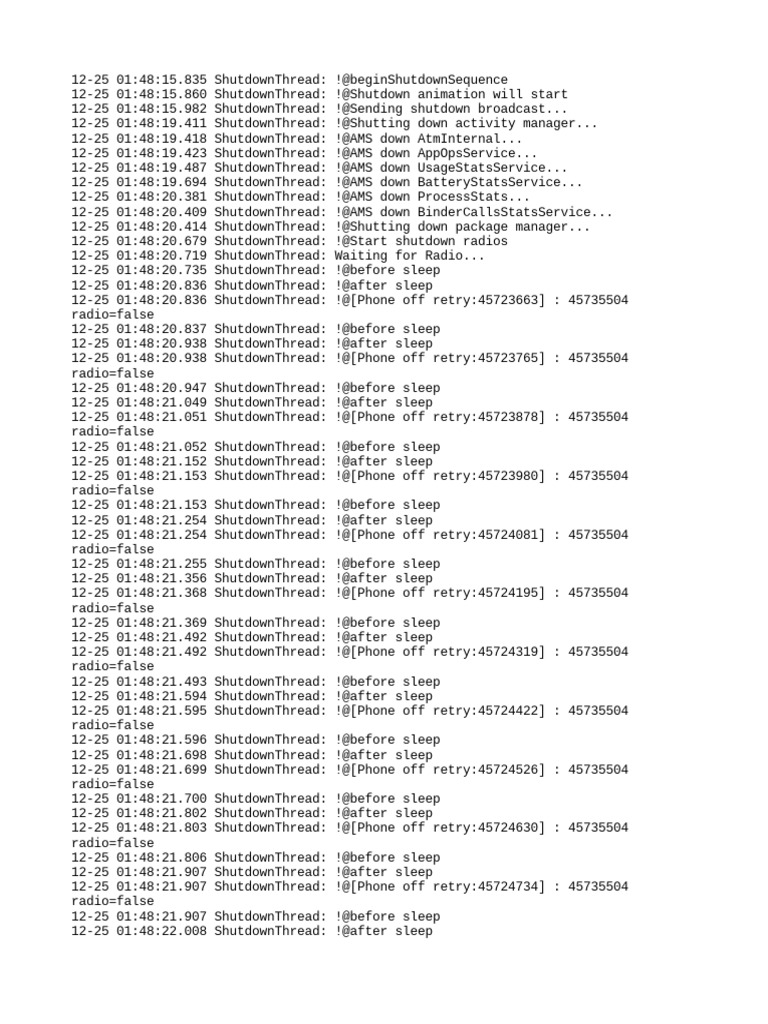 Shutdown Sequence Log Analysis | PDF