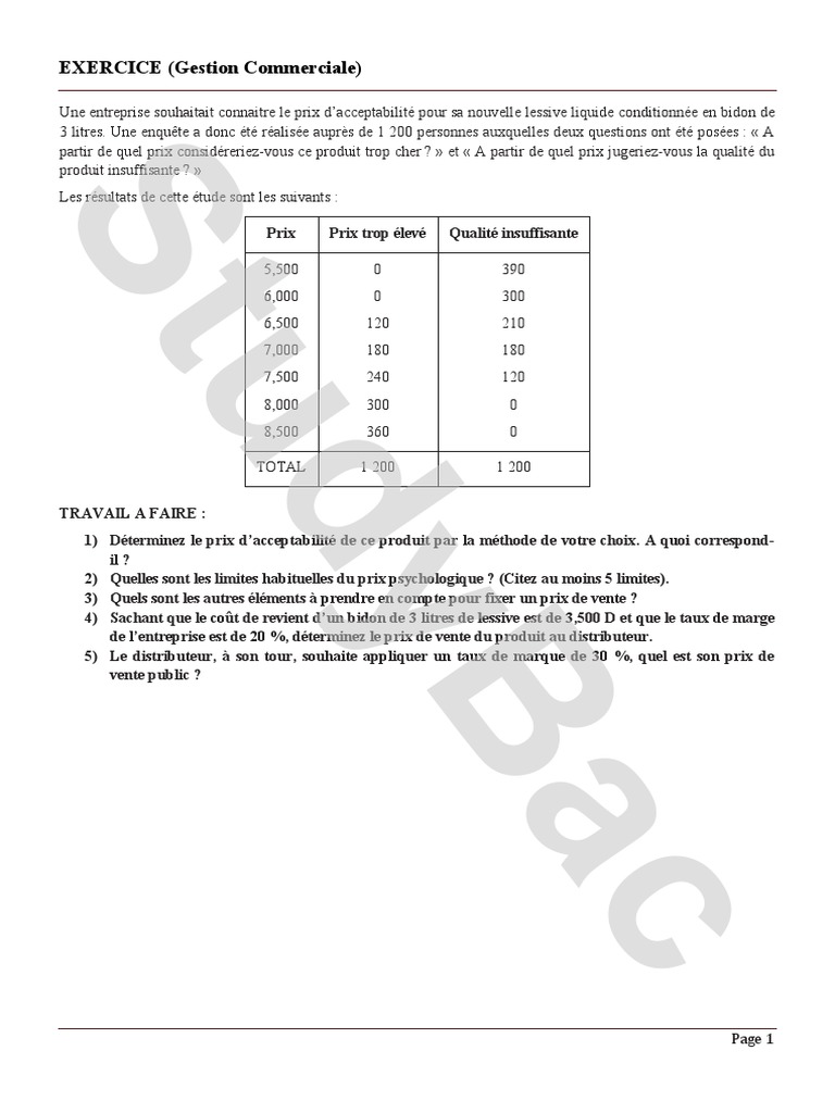 Chap4 Gestion Commerciale Exercice 6 | PDF | Sodles | Économie