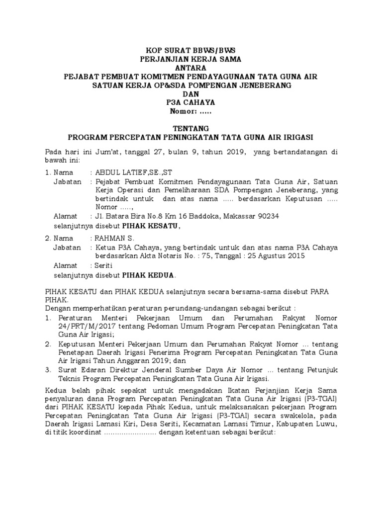 Format Perjanjian Kerja Sama | PDF