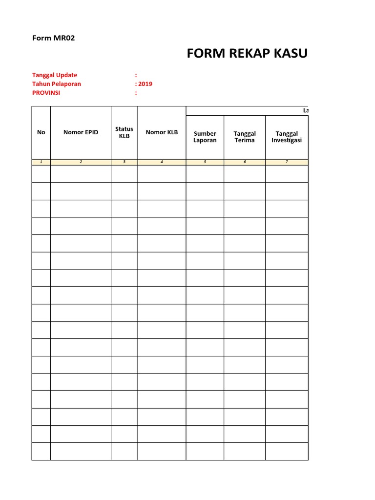 MR02 Form Rekap Kasus Suspek Campak Rubella Individu | PDF