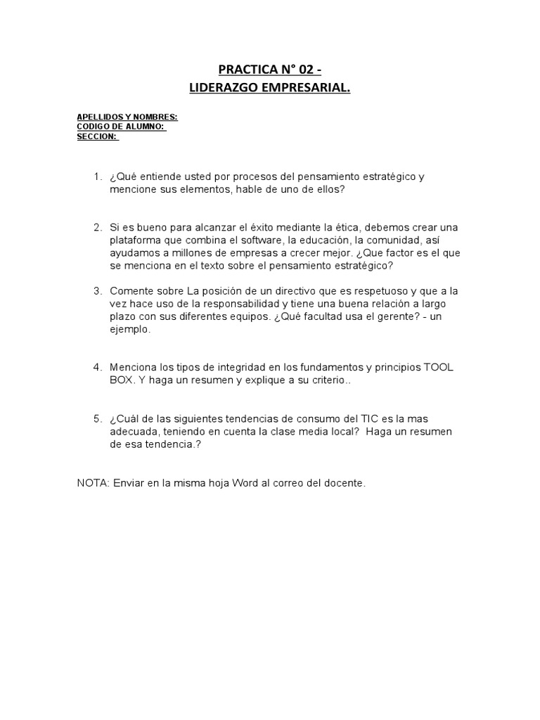 Practica 02 - Liderazgo Empresarial - Uap - 2022-2 | PDF