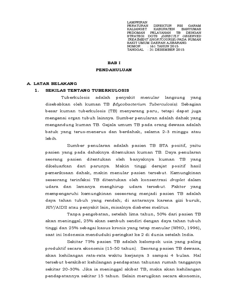 PEDOMAN - PELAYANAN - TB - DOTS - RSI Garam Kalianget | PDF ...