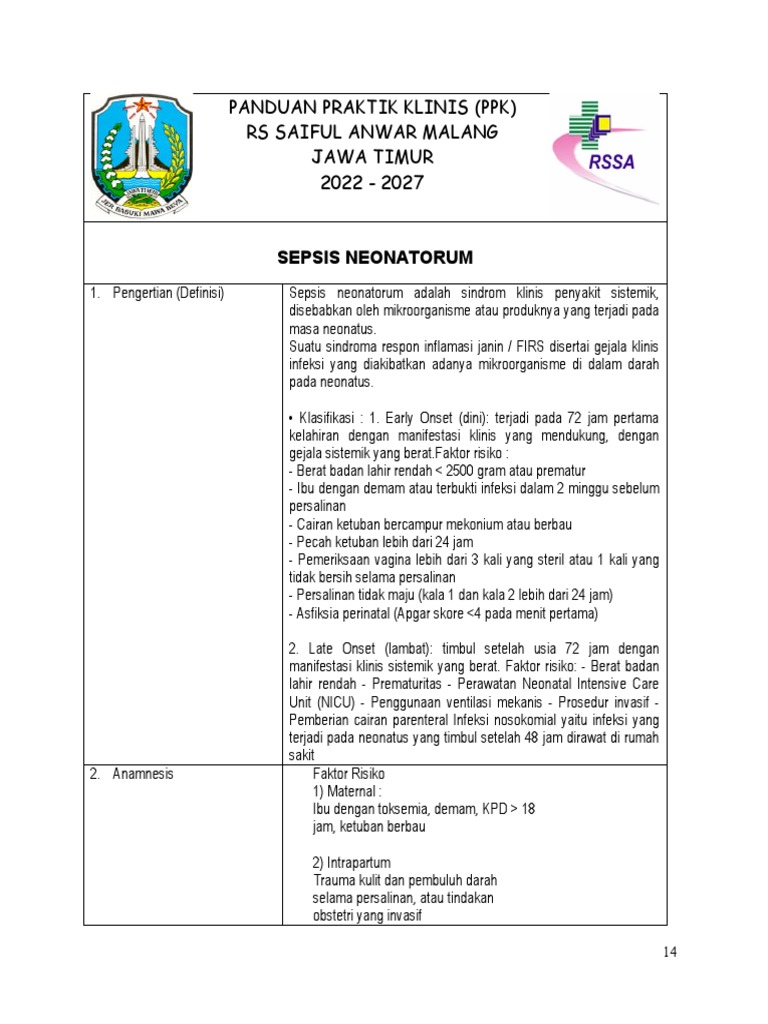 PPK Sepsis Neonatorum - Baru | PDF