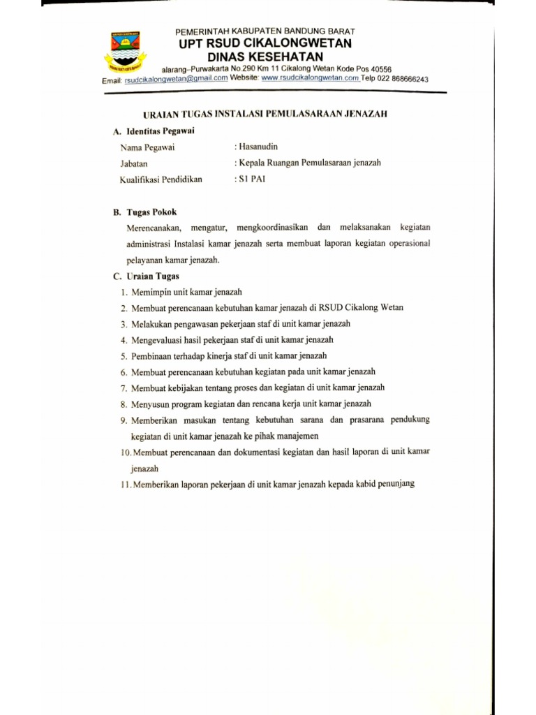 Uraian Tugas Jenazah | PDF