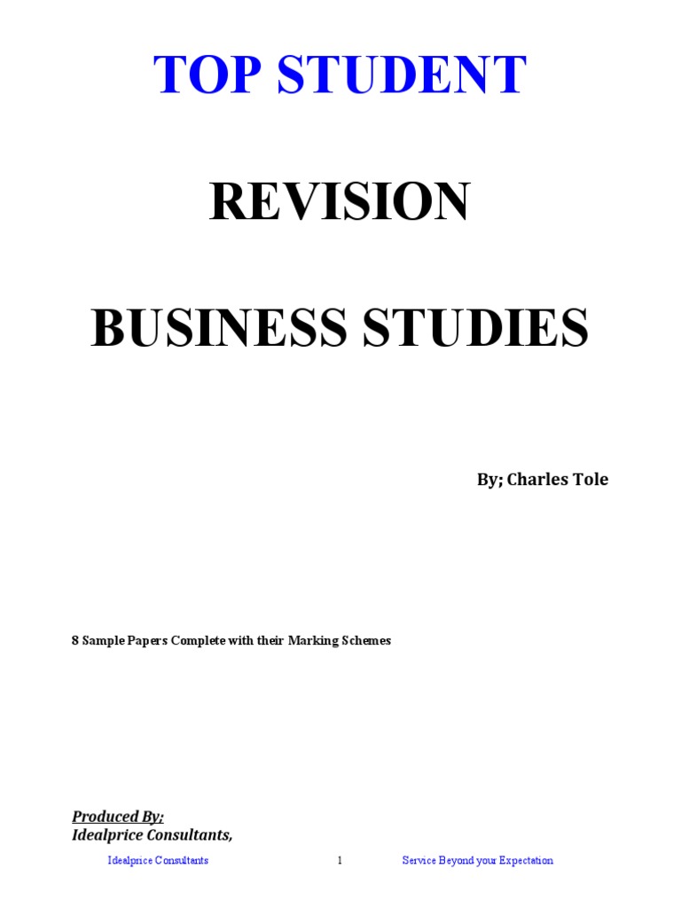 Revision Business Studies Paper 1 & 2 | PDF | Cost Of Living | Stocks