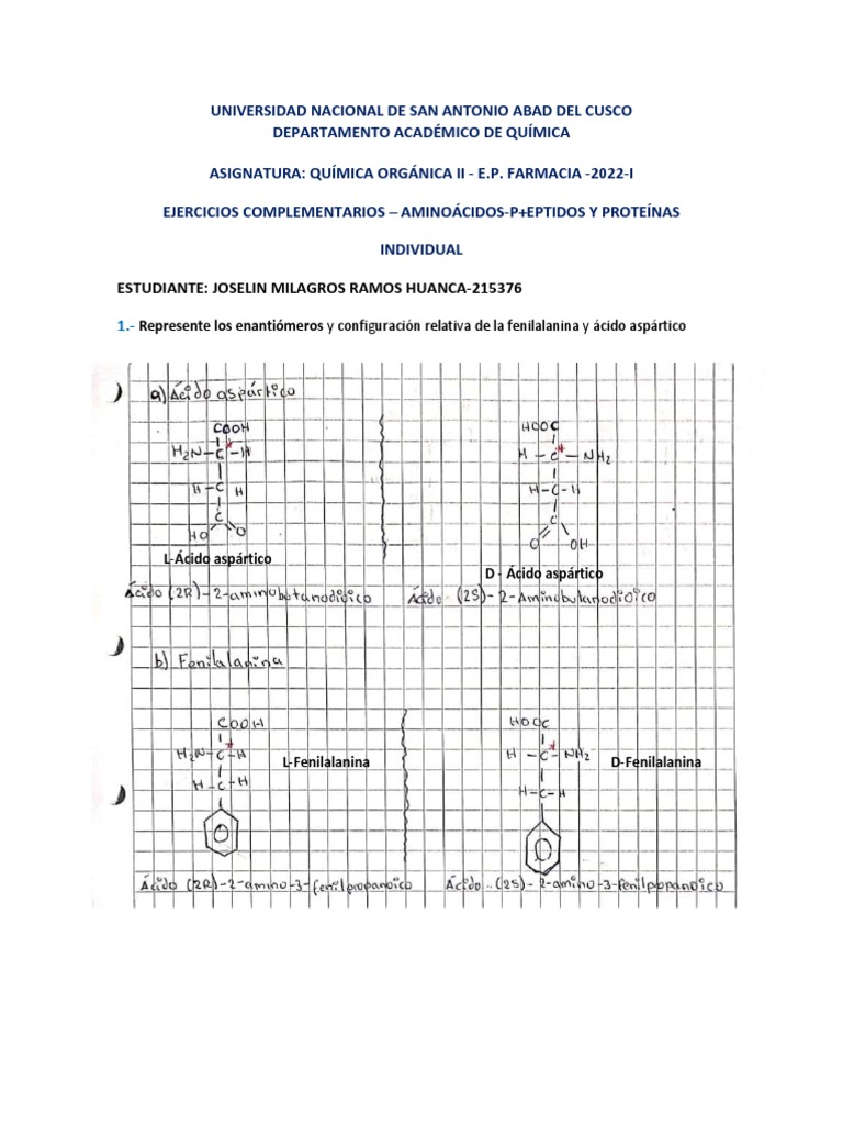 Ejercicios Complementarios | PDF | Estructura proteica | Proteínas
