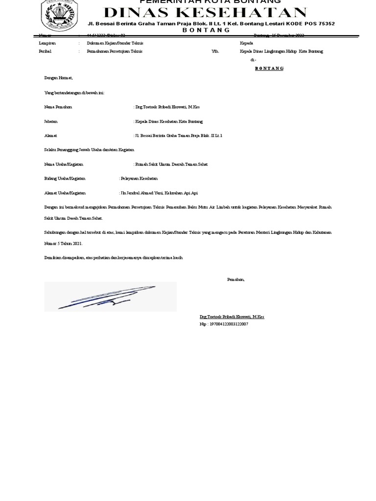 Surat Permohonan Pertek | PDF