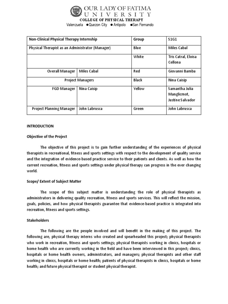 Project Planning Manuscript | PDF | Physical Therapy