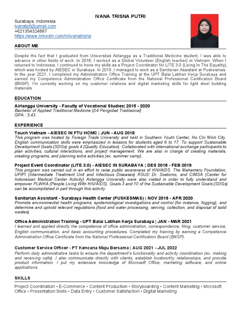 CV Ivana Putri | PDF
