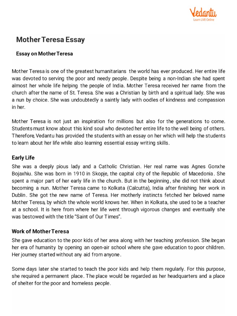 Mother Teresa Essay | PDF