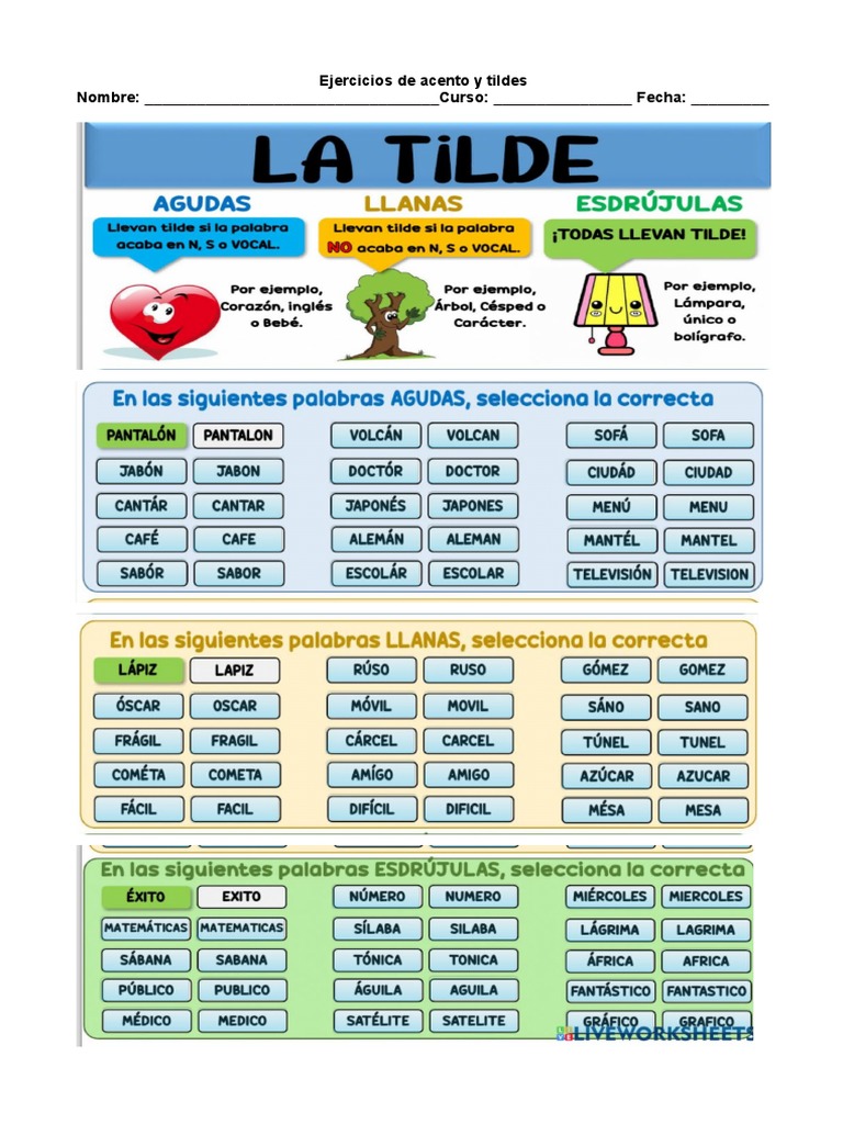 Ejercicios de Acento y Tildes | PDF