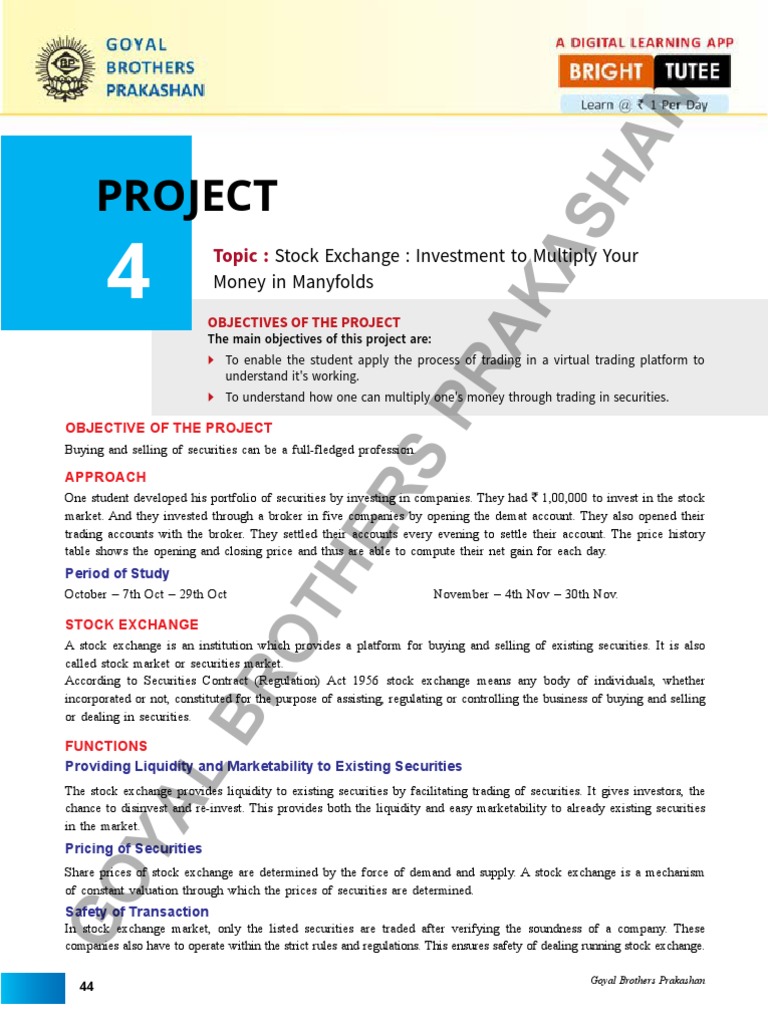 Stock Exchange Project BST | PDF | Stocks | Securities (Finance)