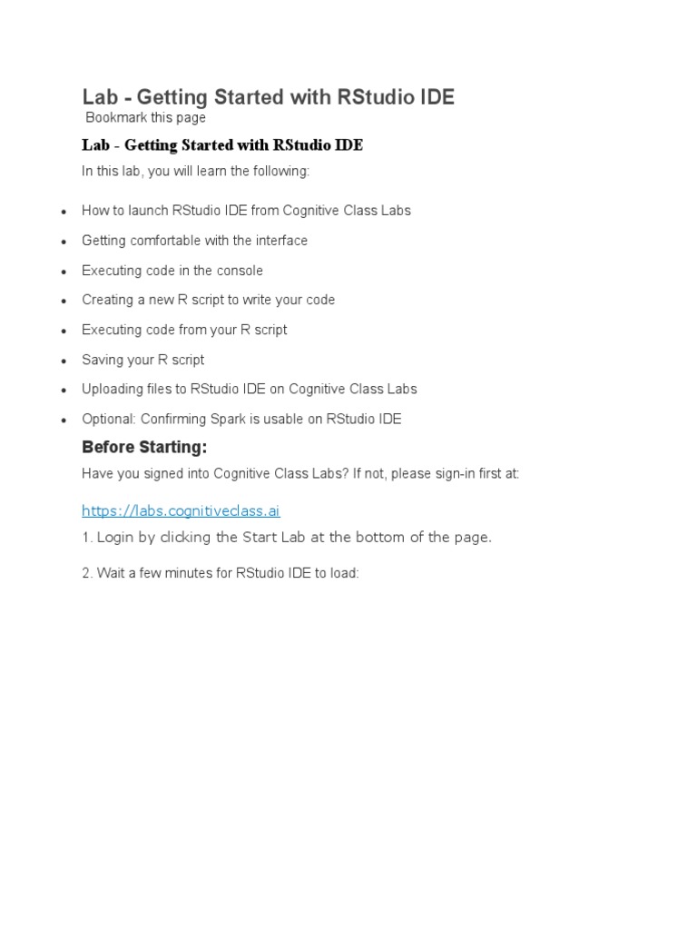 Lab - Getting Started With Rstudio Ide | PDF