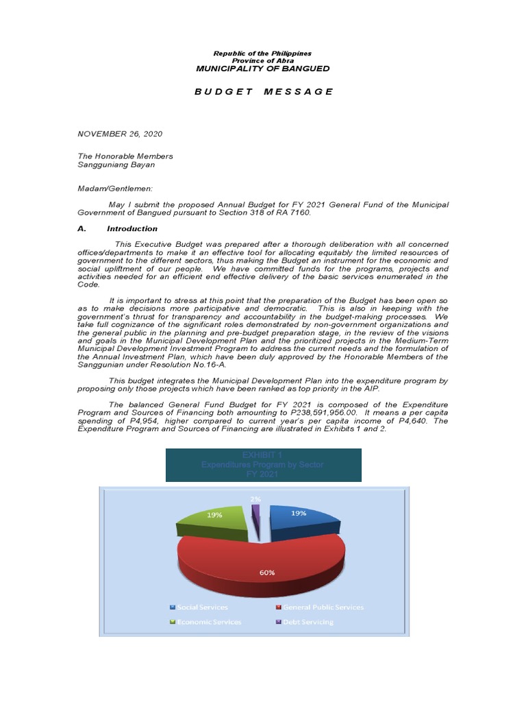 Budget Message Cy 2021 | Download Free PDF | Budget | Welfare